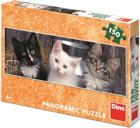 DINO Puzzle panoramatické 150 dílků Tři koťátka 66x23cm skládačka dn393332