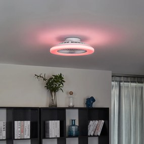 Stropní ventilátor bílý 48,5 cm vč. LED stmívatelné RGB s dálkovým ovládáním - Clemo