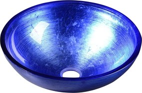 Sapho Sapho, MURANO BLU skleněné umyvadlo na desku, průměr 40cm, modré, AL5318-65