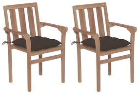 vidaXL Zahradní židle 2 ks taupe podušky masivní teakové dřevo