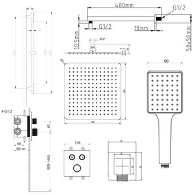 Sapho Sapho, SMART SELECT sprchový set s termostatickou baterií, 2 výstupy, posuvný držák sprchy, zlato mat, RP042GB-02