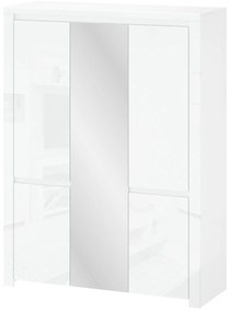 Šatní skříň Leona 5D (se zrcadlem) (bílá lesklá). 1053010