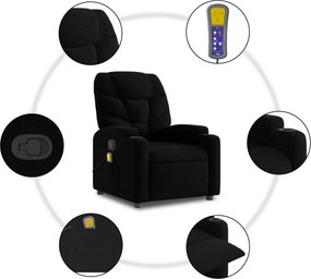 Masážní křeslo s polohovacím mechanismem, černé, látkové 3205614