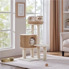 Škrabadlo pro kočky Yaheetech – béžová, 49 cm (délka) × 41 cm (šířka) × 91 cm (výška), 91 cm (256998930995)