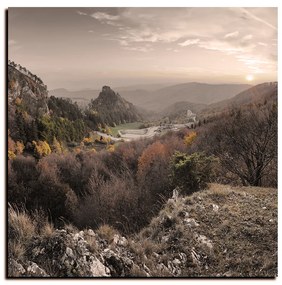 Obraz na plátně - Podzimní krajina při západu slunce, Slovensko, Vrsatec - čtverec 3260FA (80x80 cm)