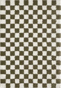 Tmavě zelený/krémový koberec 80x150 cm Grida – ESTE