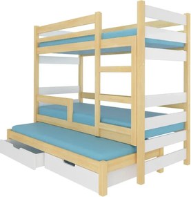 Patrová postel pro tři osoby s matracemi KARLO