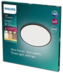 PH 8719514327160 LED Stropní přisazené svítidlo Philips Superslim CL550 8719514327160 36W 3600lm 2700K IP20 55cm černé, 3-krokové stmívání - PHILIPS
