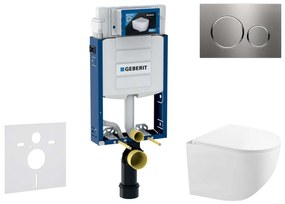 Geberit Kombifix - Set předstěnové instalace, kompaktního klozetu Gaia a sedátka softclose, tlačítko Sigma20, nerez SANI15CA6103