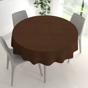 Biante Kulatý ubrus/imitace broušené kůže Alcantara ALC-013 Hnědý Ø 80 cm