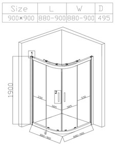 BPS-koupelny Čtvrtkruhový sprchový kout HYD-PK101B 90x90 cm chrom/transparent + vanička HYD-PSV-ST01B bílá