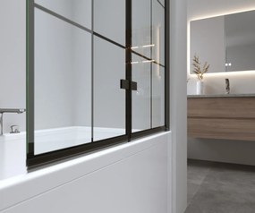 BPS-koupelny Dvoudílná vanová zástěna HYD-PR06 100x140 černá/transparent
