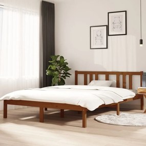 Rám postele medově hnědý masivní dřevo 140 x 200 cm,  814887