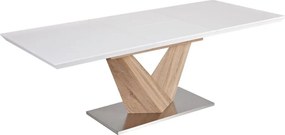 Nábytkáři ORFA ALARAS jídelní stůl bílá vysoký lesk / dub sonoma 140(200)x85 (ALARAS1DS140=3balíky) (S) (K150-E)