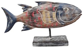 Dřevěná ryba s modrou hlavou 50 cm
