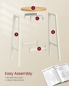 Barová židle set 2 ks, kovový rám, béžová a bílý dub
