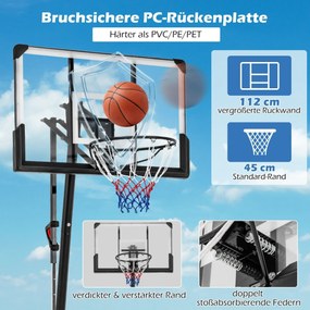 Costway Basketbalový stojan 150-305 cm výškově nastavitelný basketbalový koš