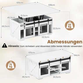 Costway Konferenční stolek s výškově nastavitelnou deskou stolu 105 cm