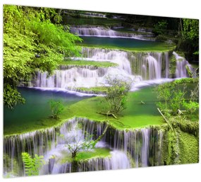 Obraz - Vodopády Huay Mae Khamin, Kanchanaburi, Thajsko (70x50 cm)