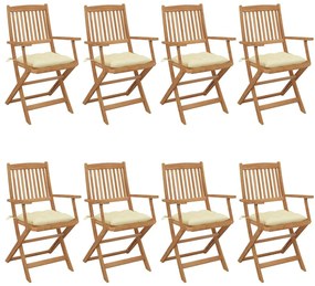 Skládací zahradní židle s poduškami 8 ks masivní akácie,  3074984