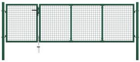 Zahradní brána ocelová 350 x 100 cm zelená 144305