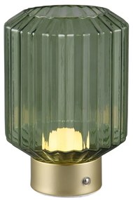 Stmívatelná LED stolní lampa v zelené a zlaté barvě se skleněným stínidlem (výška 19,5 cm) Lord – Trio