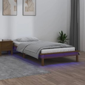 Rám postele s LED medově hnědý 90 x 190 cm Single masivní dřevo