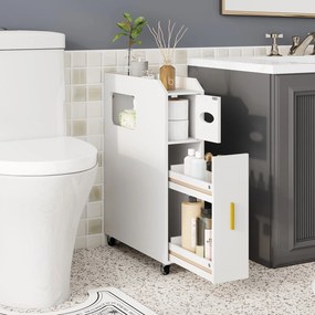 Costway Malá koupelnová skříňka 16 cm úzký organizér s výsuvnou