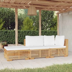 vidaXL 3dílná zahradní sedací souprava s poduškami masivní teak [3100906] Barva: krémová