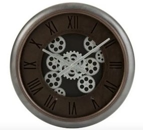 Nástěnné hodiny se stříbrným rámem a ozubenými kolečky Jessamond  - Ø 52*7,5 cm