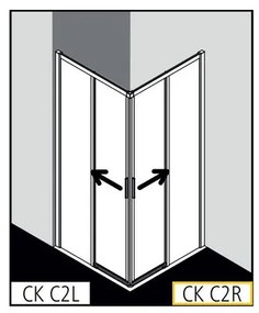 Kermi Cada XS Sprchové dveře rohové 100 cm, 2-dílné, pravé, stříbrná  CKC2R10020VPK