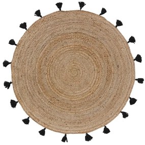 Kulatý koberec v černo-přírodní barvě ø 120 cm Shira – douceur d'intérieur