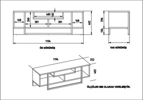 TV stolek ASAL 120 cm dub/bílý/černý