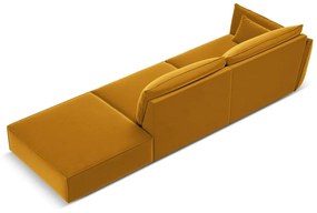 Sametová pohovka v hořčicové barvě levý roh 264 cm Vanda – Mazzini Sofas