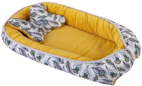 BabyMatex Nest baby Velvet cocoon peacock eyes peří hořčice matrace motýl polštář 55x80 barva 3