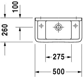 Duravit Starck 3 - umývátko s predpichnutými otvory na baterii vlevo nebo vpravo 0751500000