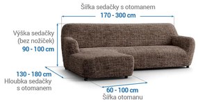 Bielastické potahy VITTORIA hnědá sedačka s otomanem vlevo (š. 170 - 300 cm)