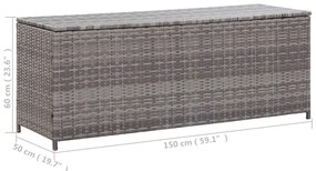 Venkovní úložný box - polyratan - šedý | 150x50x60 cm