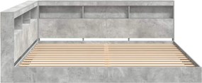 Knihovna postel Betonová šedá 180 x 200 cm Kompozitní dřevo 3335746