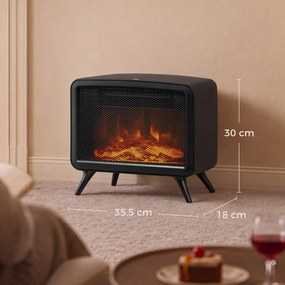 HOMCOM Elektrický krb 800/1600W elektrický krb s topením, odnímatelný podstavec, nastavitelný termostat, 3D efekt plamene