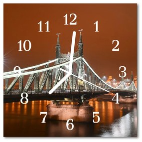 Nástenné skleněné hodiny most 30x30 cm