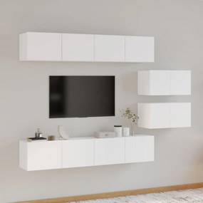 6dílný set TV skříněk bílý kompozitní dřevo 3114598
