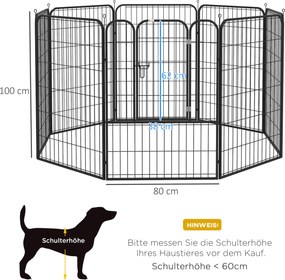 PawHut výběh pro štěňata, venkovní ohrádka pro domácí mazlíčky, ohrádka, kotec, výběh pro psy, s dvířky, kovová, 79x100cm, černá | Aosom