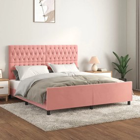 Rám postele s čelem růžový 180x200 cm samet 3125957