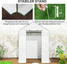 Skleník s policemi, miniskleník, odolný proti UV záření, síťované okno, dveře na zip, 143L x 74W x 190H cm, bílý