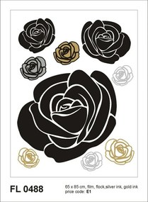 Samolepicí velourová dekorace Růže FL 0488 - 65 x 85 cm