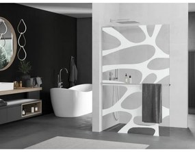 Mexen Kioto+ L, sprchová zástěna Walk-In s poličkou a věšákem 120 x 200 cm, 8mm čiré sklo bílý vzor, ​​chromový profil, 800-120-123-01-97
