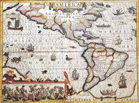 Madrid Magnificence Mapa Ameriky z roku 1628. - J. Hondius Reprint - M1628