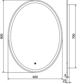 Mexen Elz koupelnové zrcadlo s podsvícením 60 x 80 cm, LED 6000K, antifog - 9802-060-080-611-00