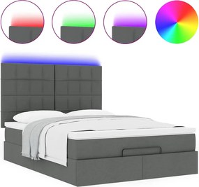Osmanský rám postele s matrací tmavě šedá 140x200cm textil 3314011